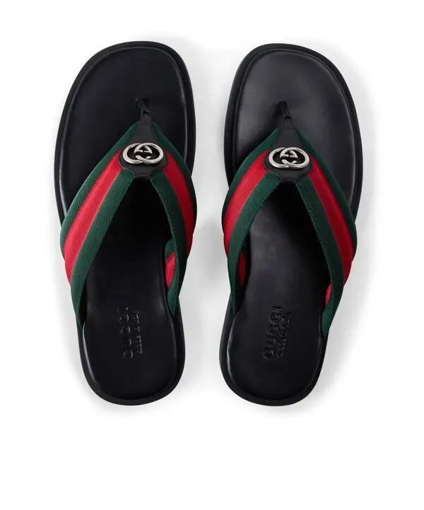 Gucci Logo Flip Flops - Black