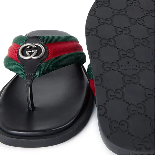 Gucci Logo Flip Flops - Black