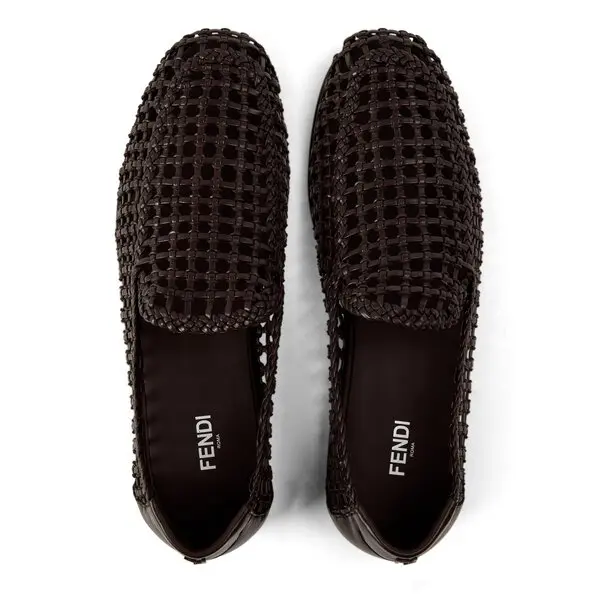 Fendi Woven Leather Loafers
