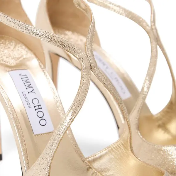 JIMMY CHOO Metallic Leather Strappy High-heeled Sandals