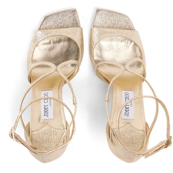 JIMMY CHOO Metallic Leather Strappy High-heeled Sandals