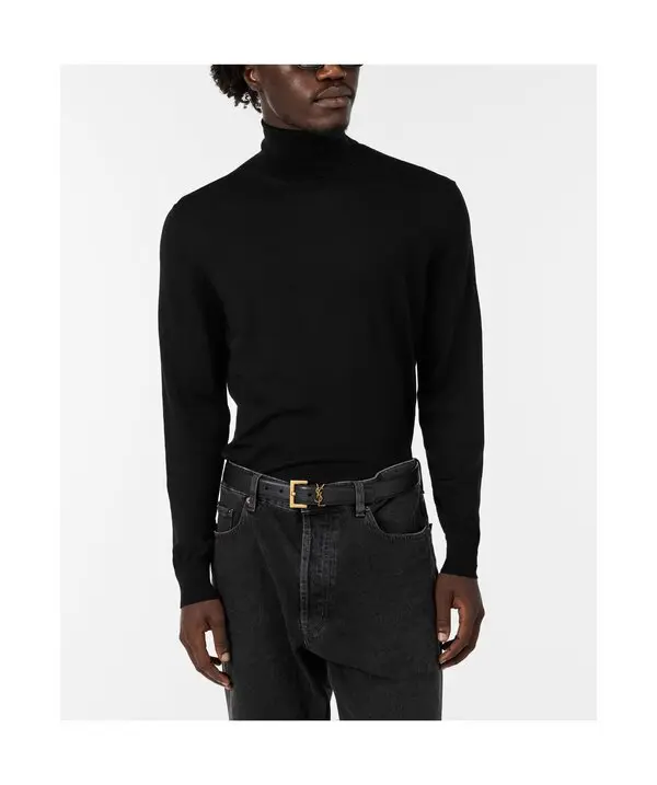 Saint Laurent Solid Color Casual Knit Sweater