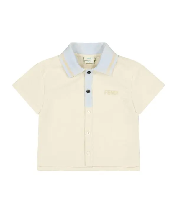 Fendi Short Sleeve Polo Shirt - White