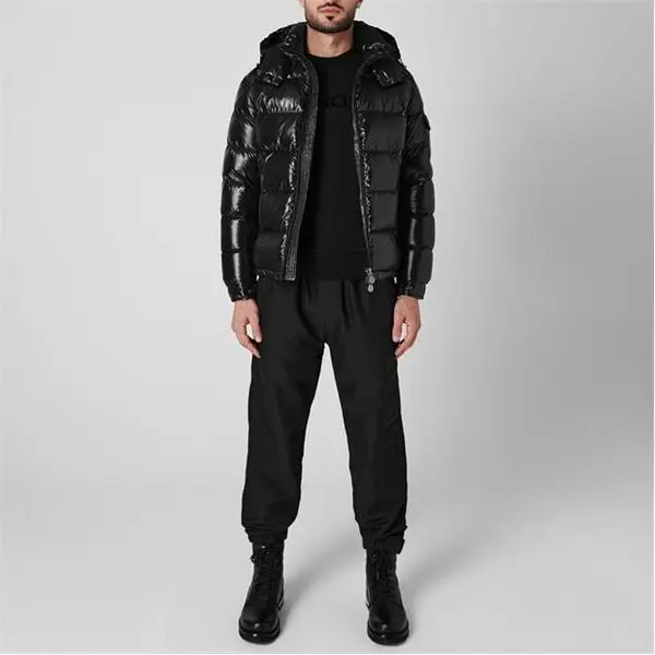 Moncler Logo Down Jacket With Removable Hood