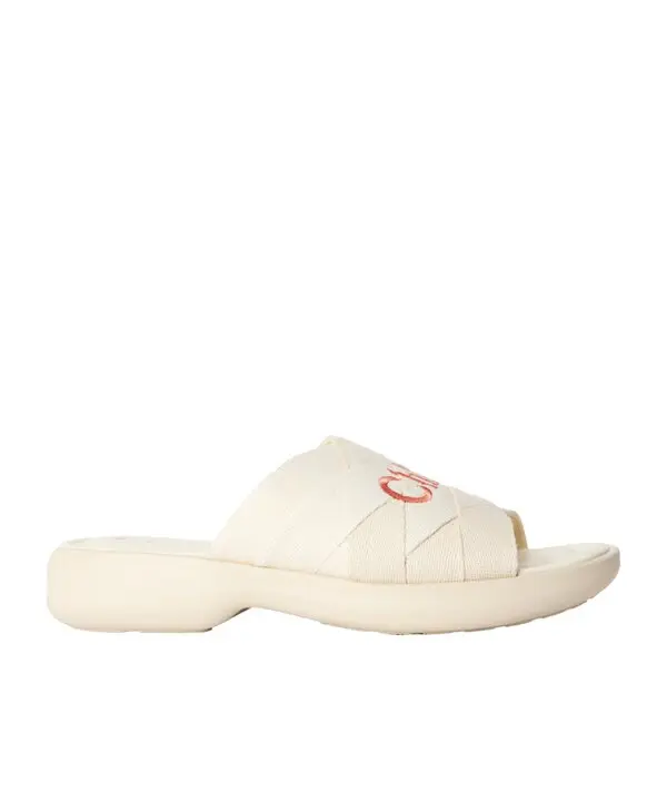 Chloé Flat Logo Sandals - White