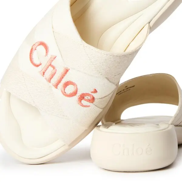 Chloé Flat Logo Sandals - White