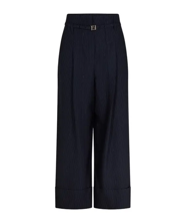 Fendi High Waist Wide Leg Pinstripe Pants - Black