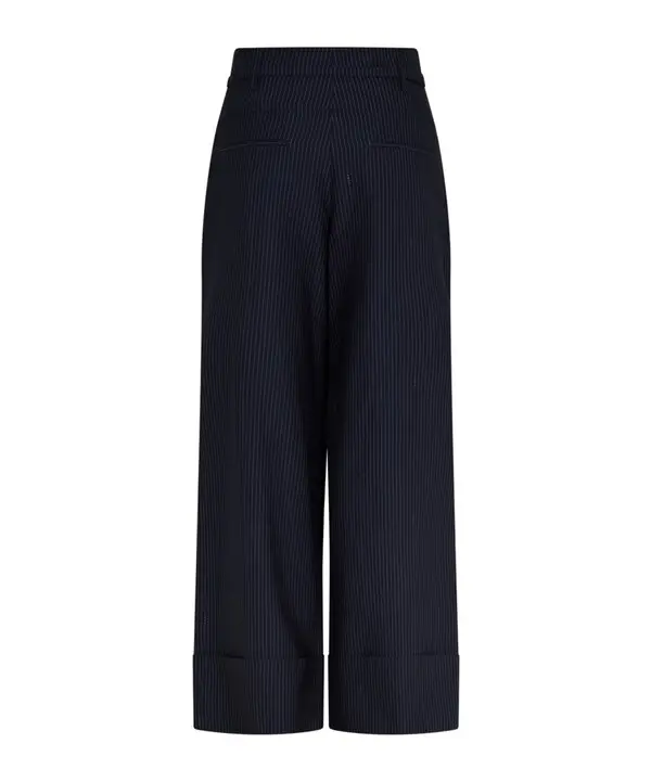 Fendi High Waist Wide Leg Pinstripe Pants - Black
