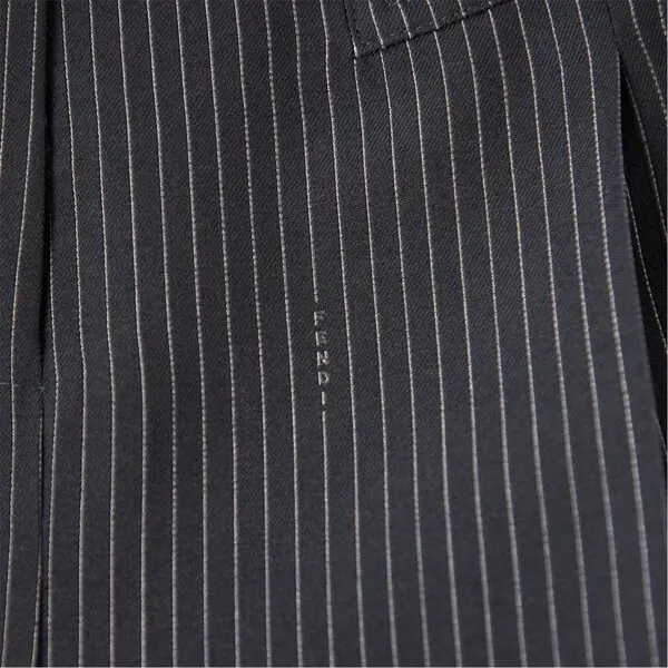 Fendi High Waist Wide Leg Pinstripe Pants - Black