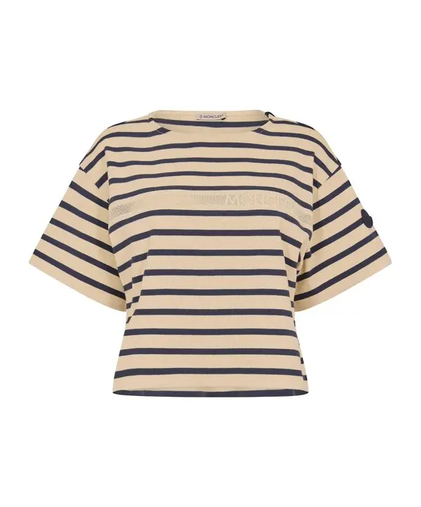 Moncler Striped T-shirt - Nude