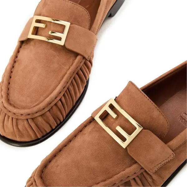Fendi Front Logo Loafers - Brown