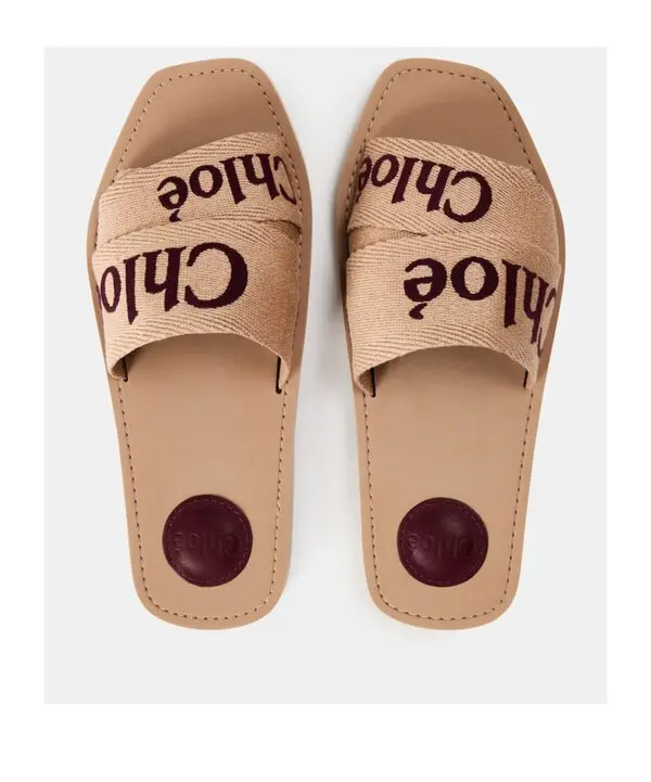Chloé Logo Slippers - Nude