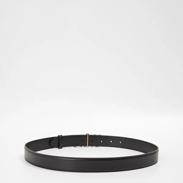 Chloé Leather Belt With Lettering Buckle - Black