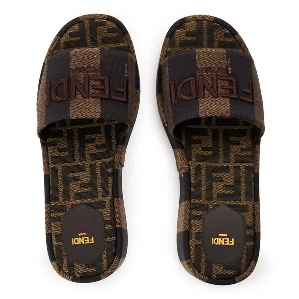 Fendi Jacquard Platform Slides - Black