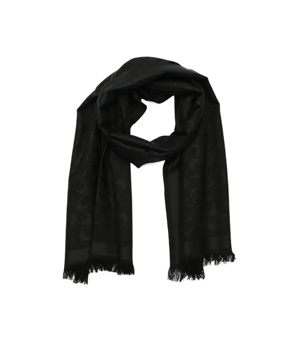 COACH Dark Pattern Monogram Fringed Long Scarf - Black