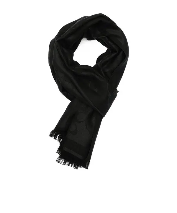 COACH Dark Pattern Monogram Fringed Long Scarf