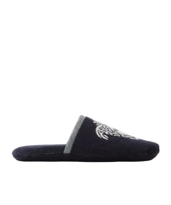 Versace Cotton Terry Jacquard Slippers With Medusa Motif - Blue