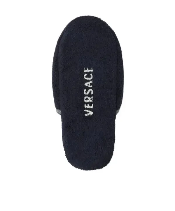 Versace Cotton Terry Jacquard Slippers With Medusa Motif - Blue
