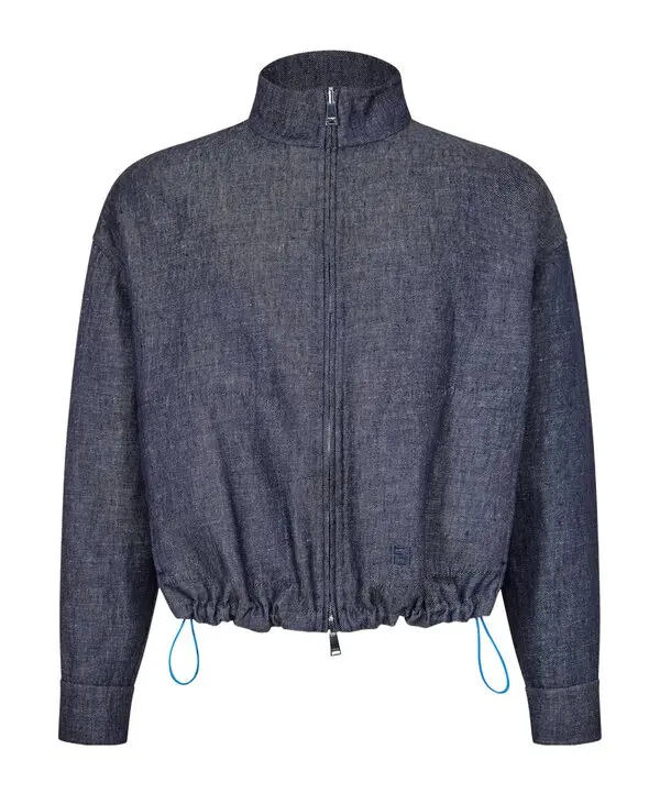 Fendi Stand Collar Zip-up Denim Jacket