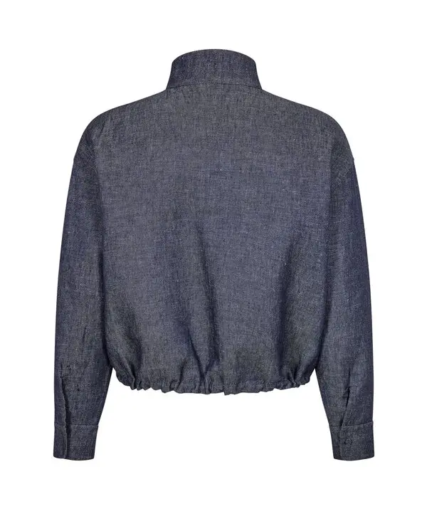 Fendi Stand Collar Zip-up Denim Jacket