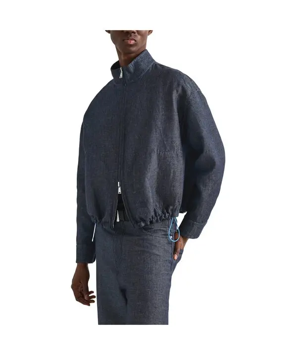 Fendi Stand Collar Zip-up Denim Jacket