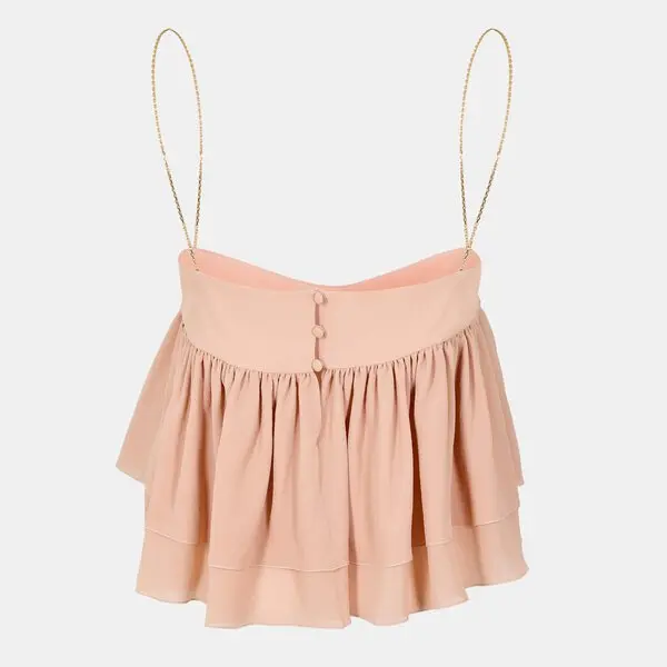 Chloé Peplum Camisole Top With Chain Straps And Ruffle Hem