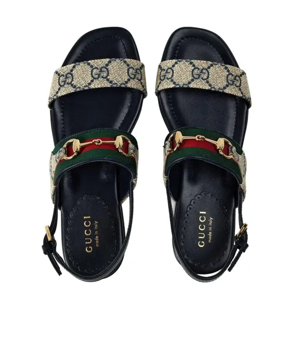 Gucci Canvas Sandals With Horsebit Detail