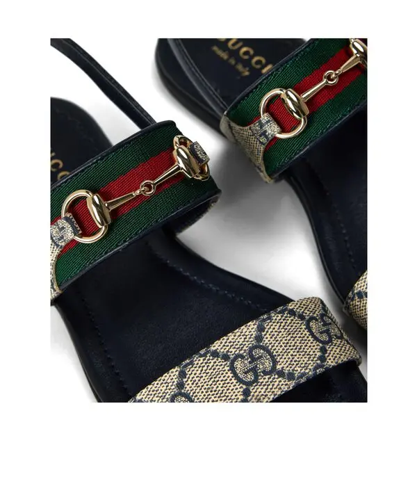 Gucci Canvas Sandals With Horsebit Detail