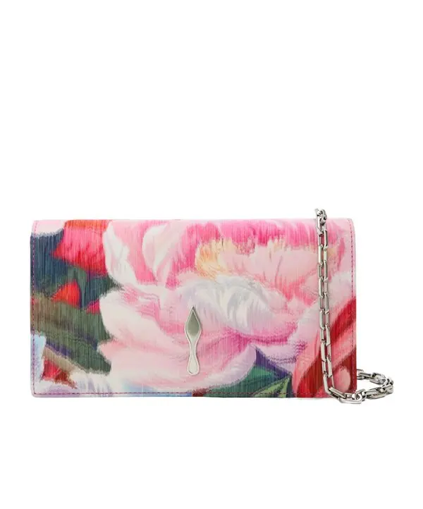 CHRISTIAN LOUBOUTIN Floral-print Chain Wallet - Pink