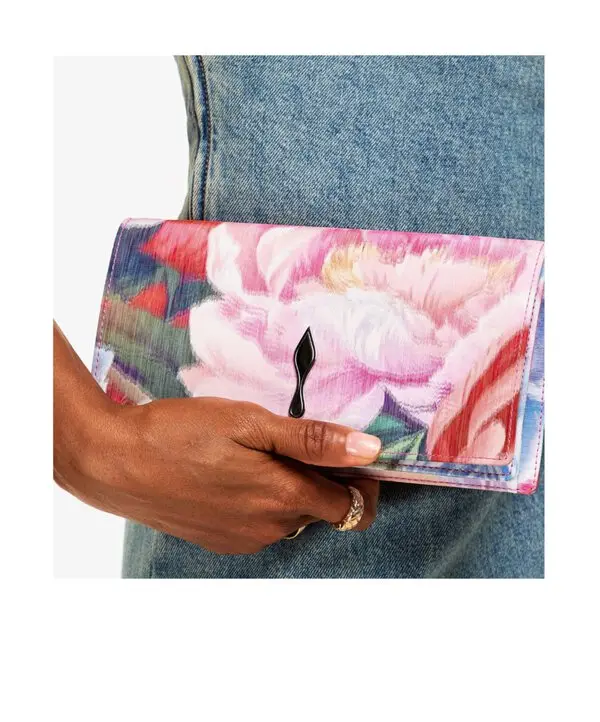 CHRISTIAN LOUBOUTIN Floral-print Chain Wallet - Pink