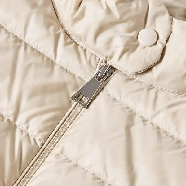 Moncler Lans Short Down Jacket With Stand Collar And Zip Fastening - Nude