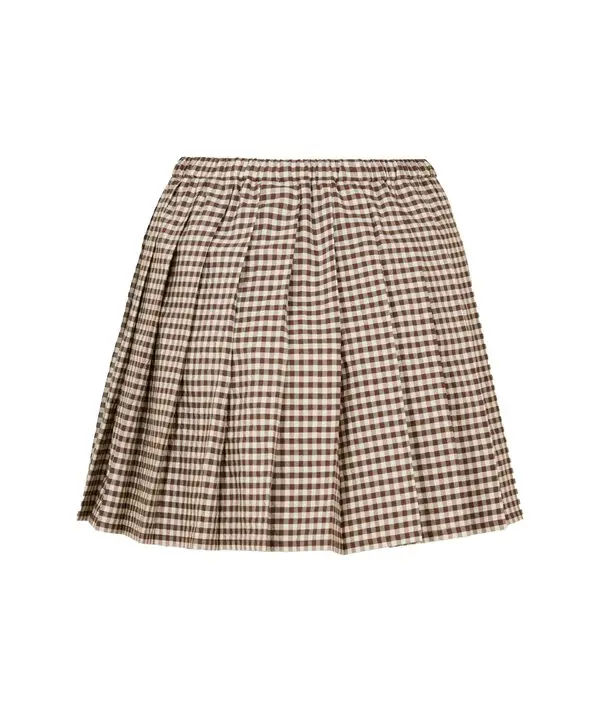 Moncler Gingham Pleated Mini Skirt - Nude