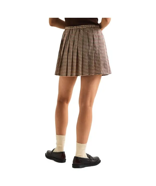Moncler Gingham Pleated Mini Skirt - Nude