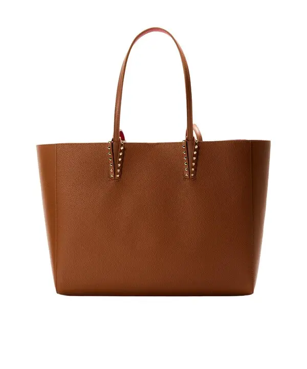 CHRISTIAN LOUBOUTIN Cabata Leather Tote Bag With Stud Embellishments - Brown