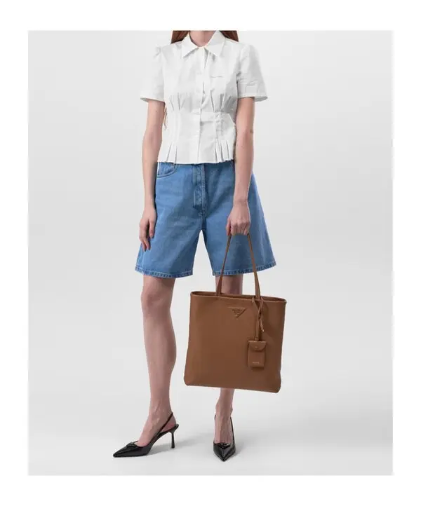 Prada Daino Soft Tote - Caramel