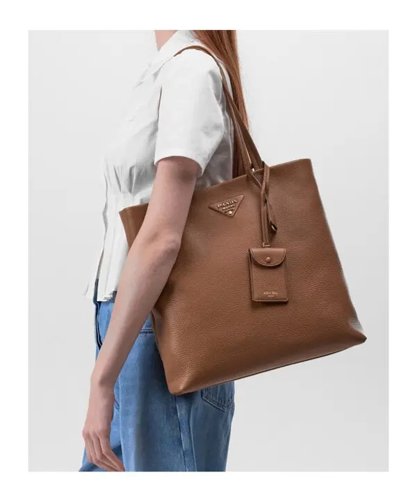 Prada Daino Soft Tote - Caramel