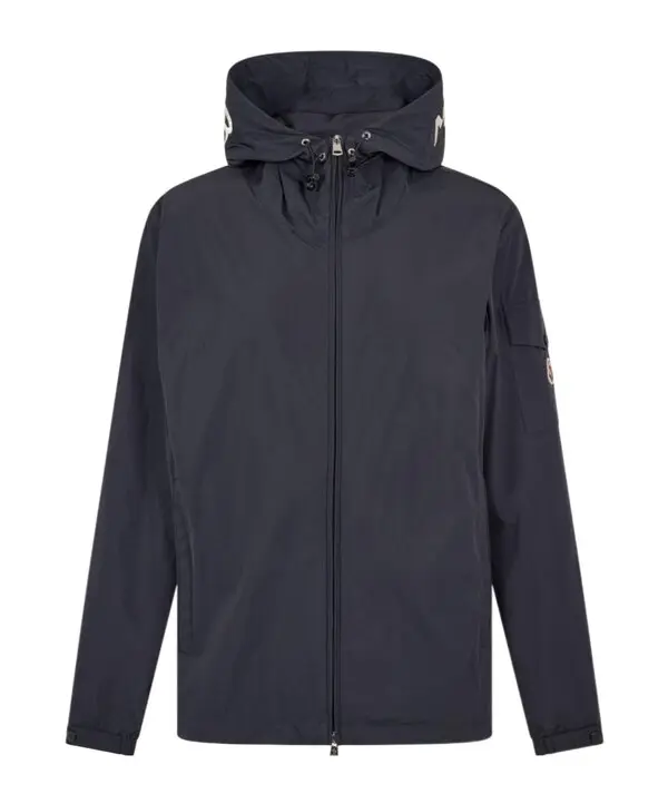 Moncler Hooded Zip-up Windbreaker With Logo Patch