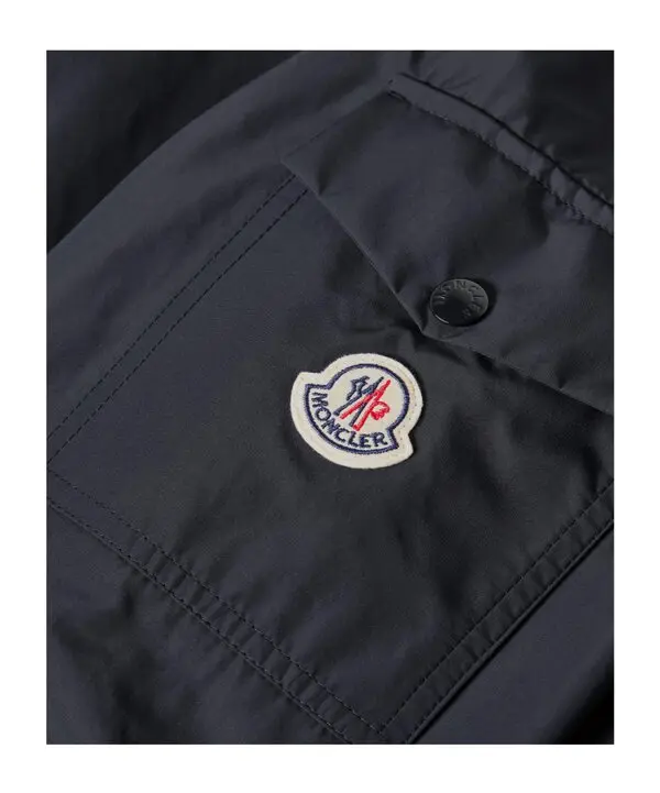 Moncler Hooded Zip-up Windbreaker With Logo Patch