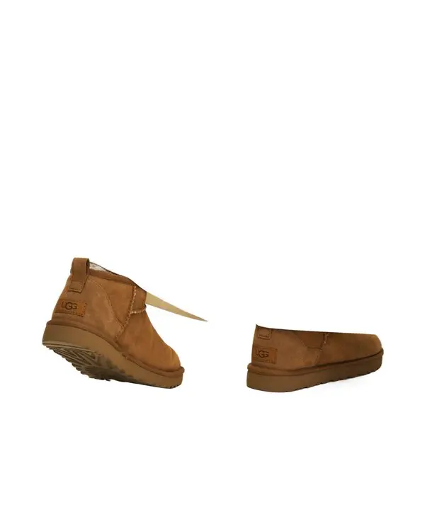UGG Chestnut Suede Ankle Boots With Shearling Lining - Brown
