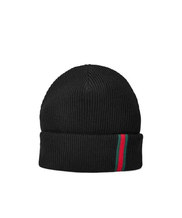 Gucci Striped Knit Hat - Black