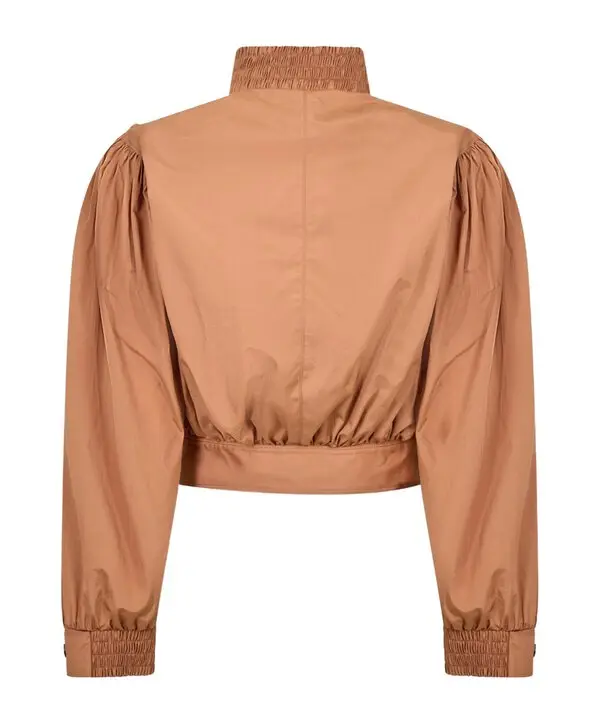 Chloé Cropped Jacket With Belted Waist And Puff Sleeves