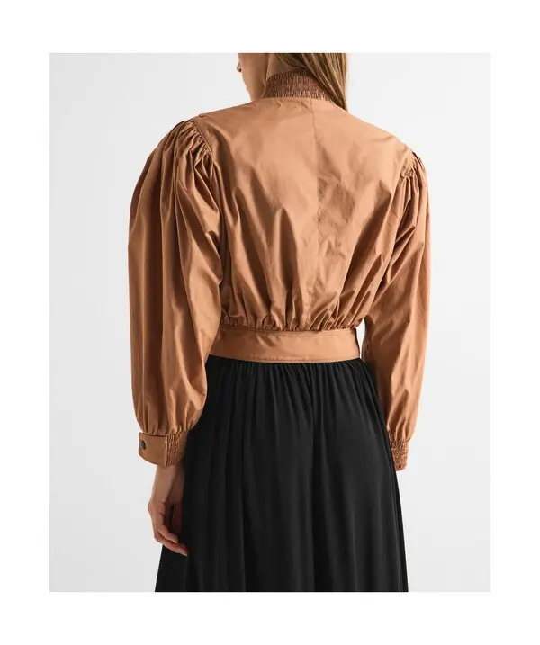 Chloé Cropped Jacket With Belted Waist And Puff Sleeves