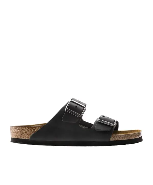 BIRKENSTOCK Logo Buckle Slippers - Black