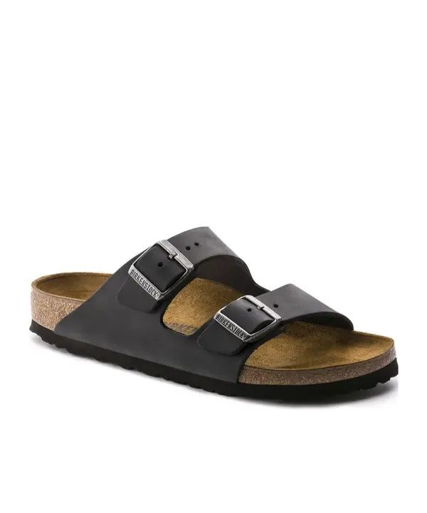 BIRKENSTOCK Logo Buckle Slippers - Black