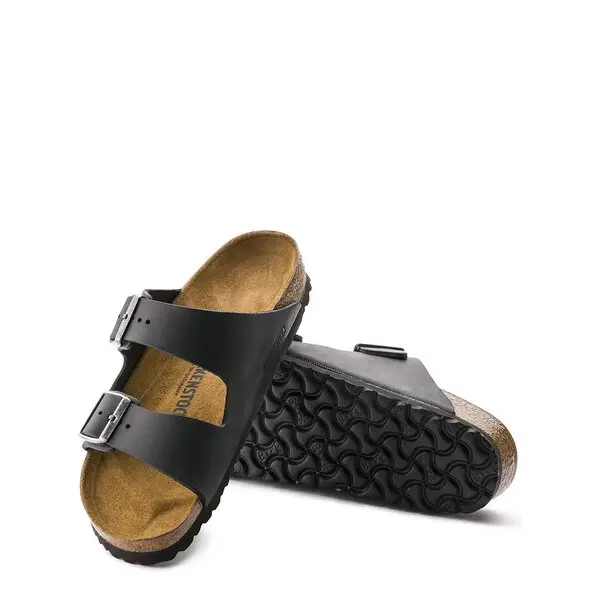 BIRKENSTOCK Logo Buckle Slippers - Black