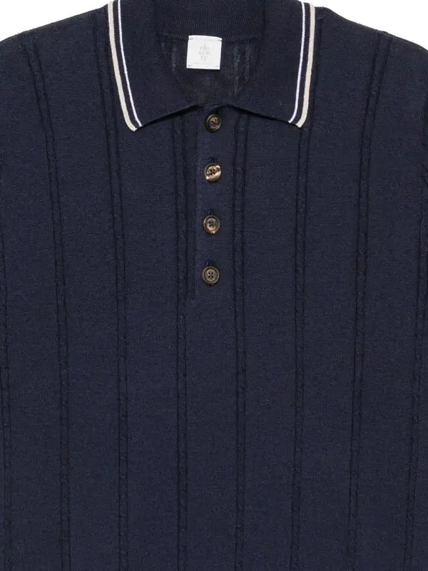 Eleventy Cable-knit Striped-trim Polo Shirt