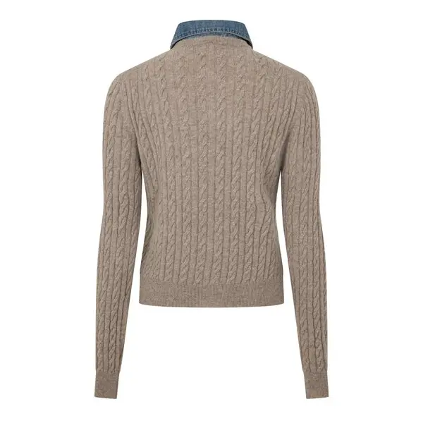 Miu Miu Cashmere Knit Cardigan With Denim Collar - No