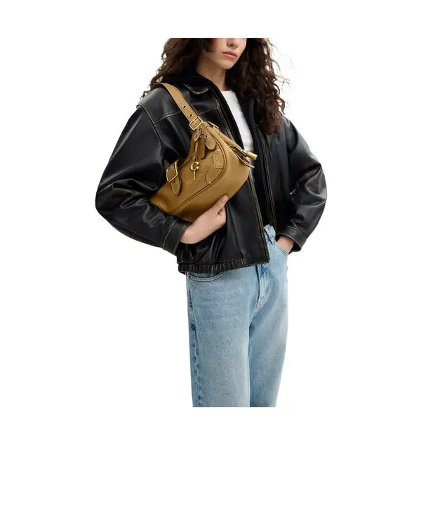COACH Solid Color Shoulder Bag - Black