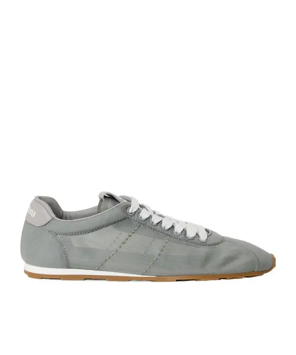 Miu Miu Plume Suede Sneakers - Gray