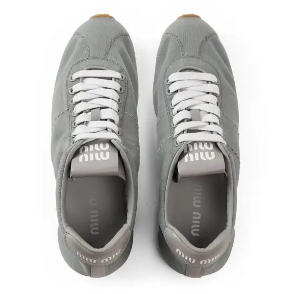 Miu Miu Plume Suede Sneakers - Gray